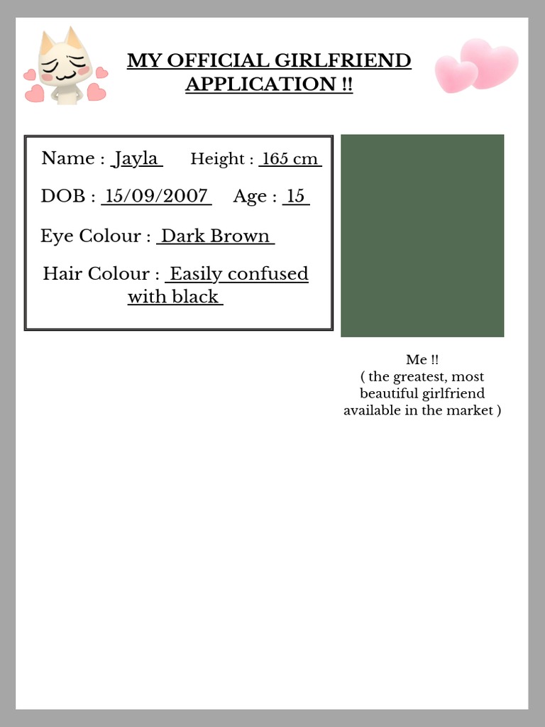 My Official Girlfriend Application | PDF My Official Girlfriend Application | PDF