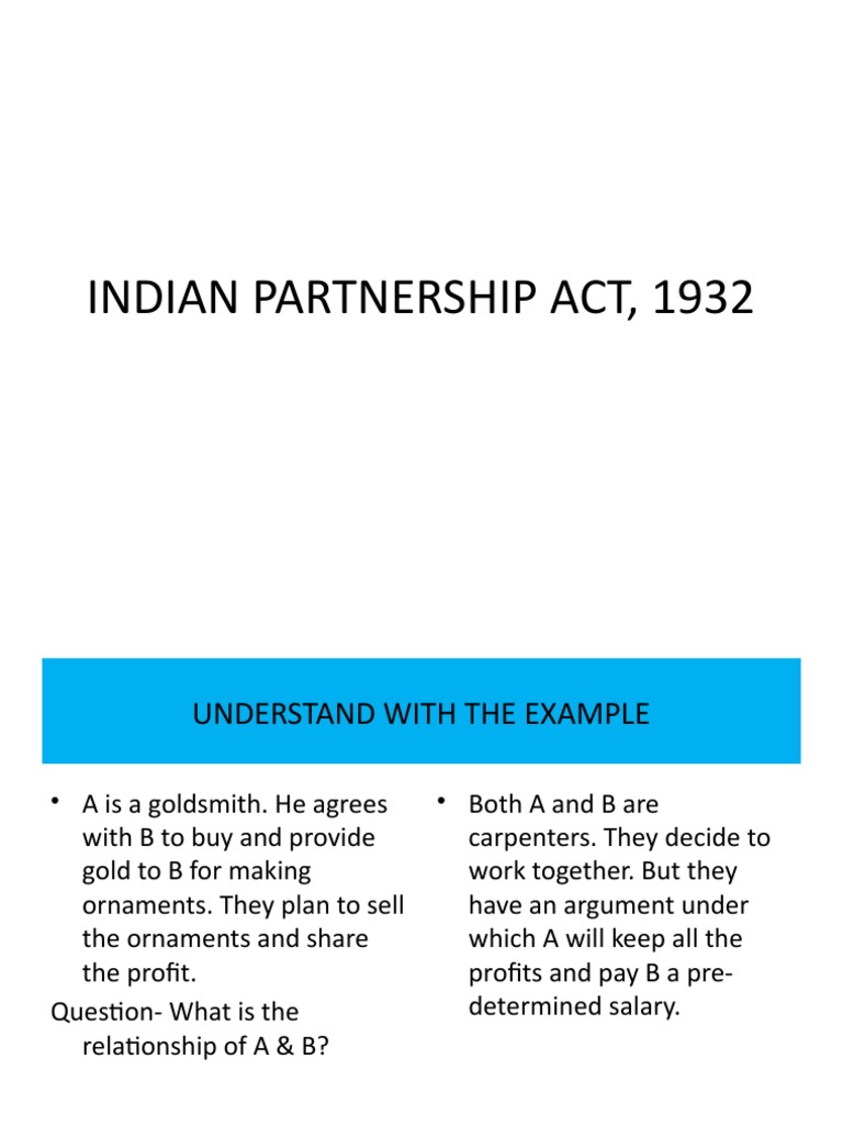Partnership Act, 1932 | PDF | Finance & Money Management