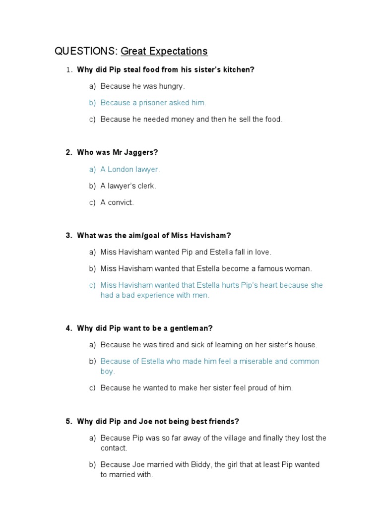 Great Expectations Quiz | PDF