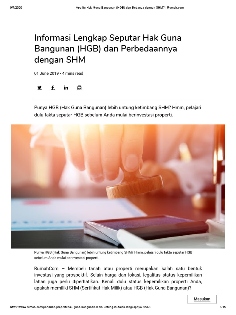 Apa Itu Hak Guna Bangunan (HGB) dan Bedanya dengan SHM_ _ Rumah.com | PDF