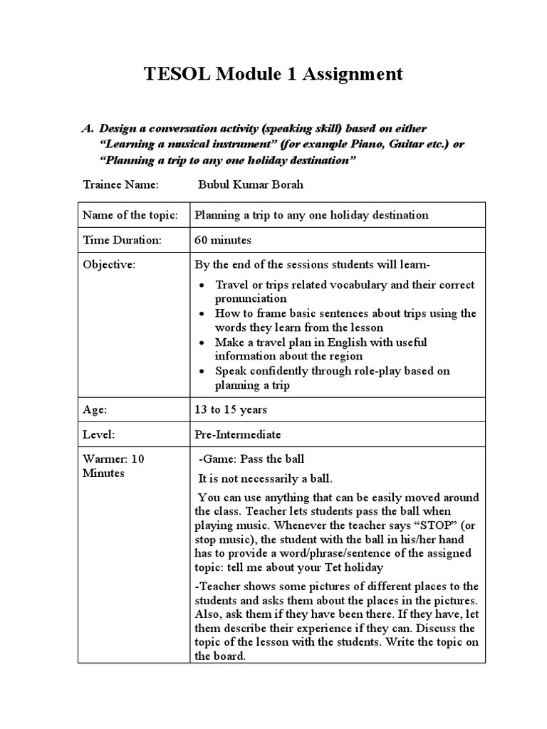 TESOL Module 1 Assignment Bubul | PDF | Learning | Cognition