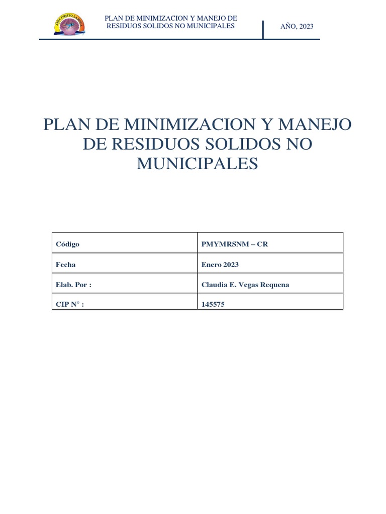 Plan de Minimizacoin y Manejo de Residuos Solidos Municipales | PDF | Residuos | Alimentos