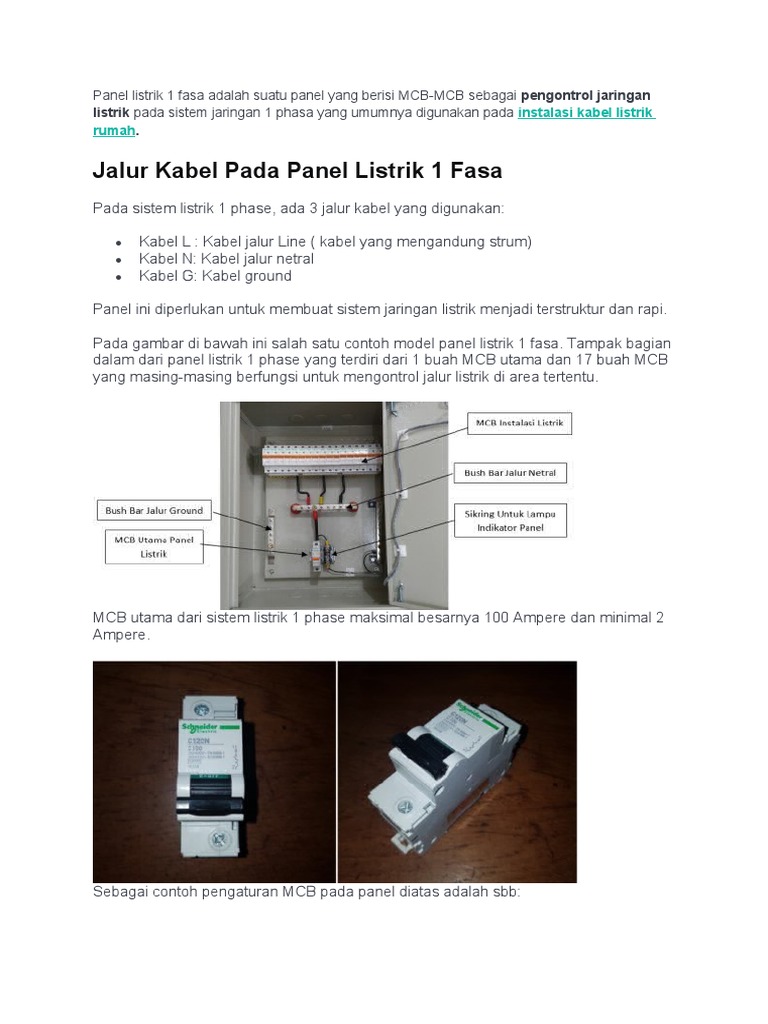 Panel Listrik 1 Fasa Adalah Suatu Panel Yang Berisi MCB | PDF