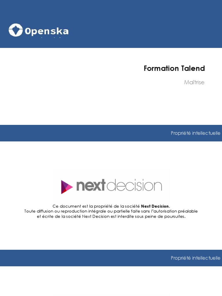 Talend Di - Niveau 1 - Maitrise - Openska | PDF Talend Di - Niveau 1 - Maitrise - Openska | PDF