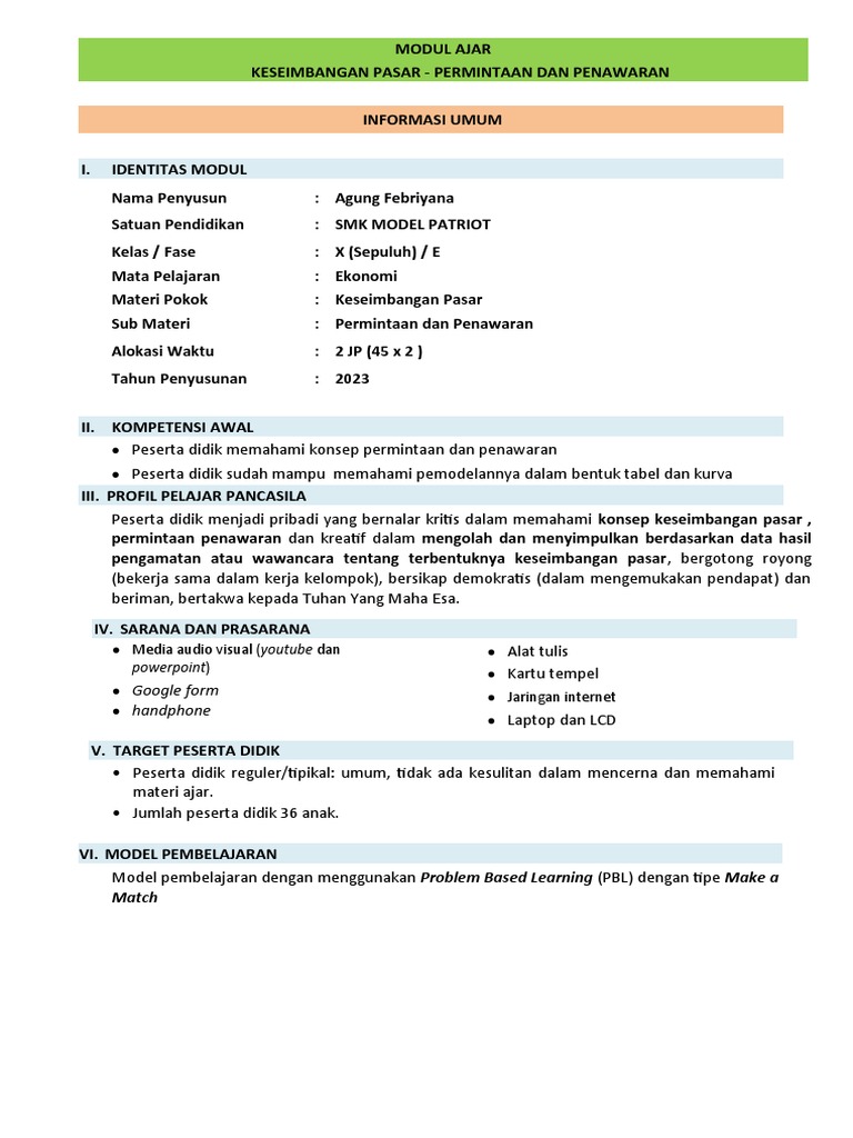 Modul Pembelajaran Andre | PDF