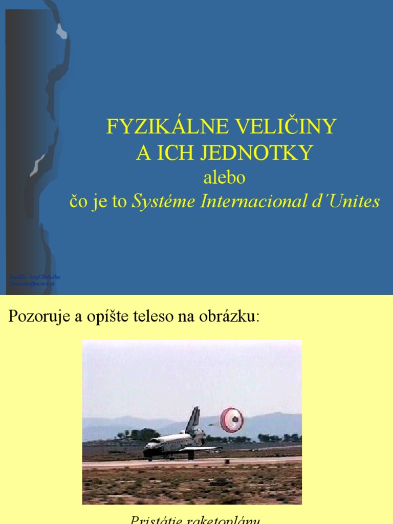01-Fyzikalne Veliciny A Jednotky | PDF