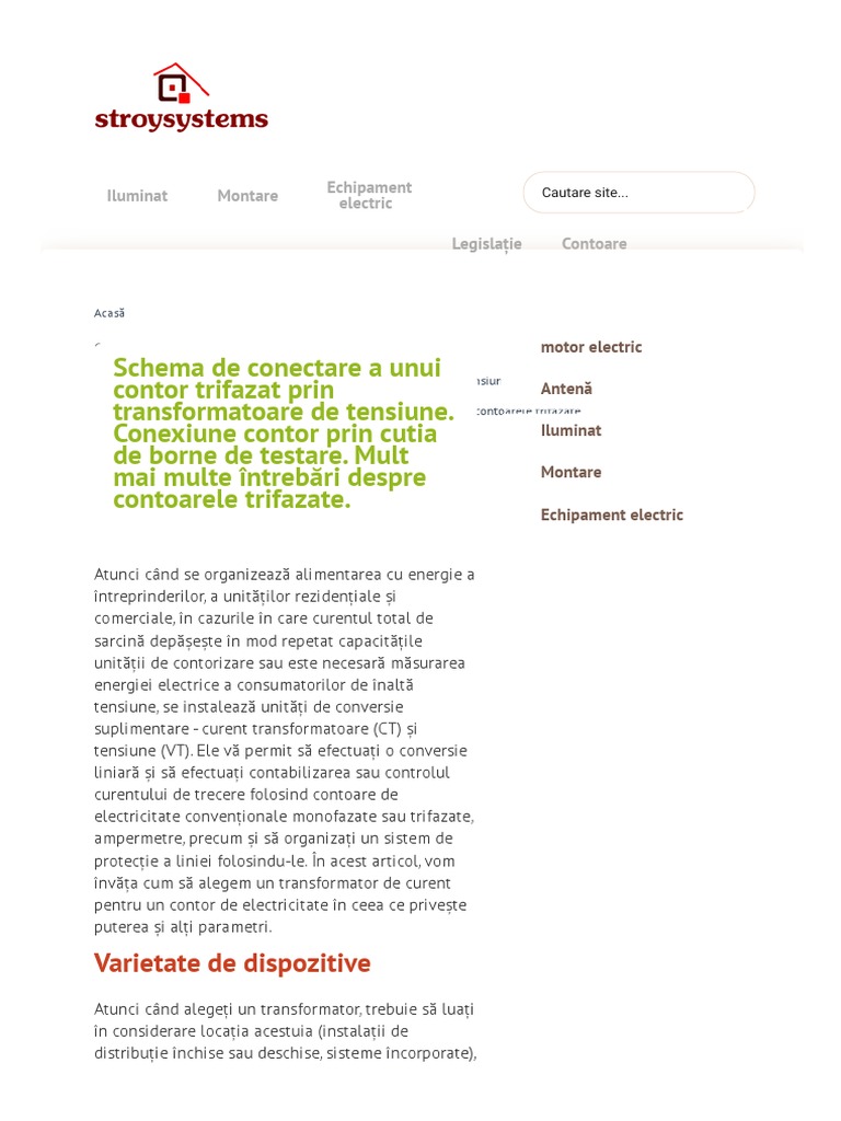 Schema de Conectare A Unui Contor Trifazat Prin Transformatoare de ...