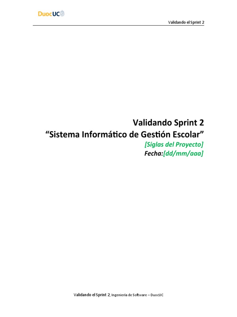 Sprint 2 - Documento de Validación | PDF | Ingeniería de Sistemas | Desarrollo de software