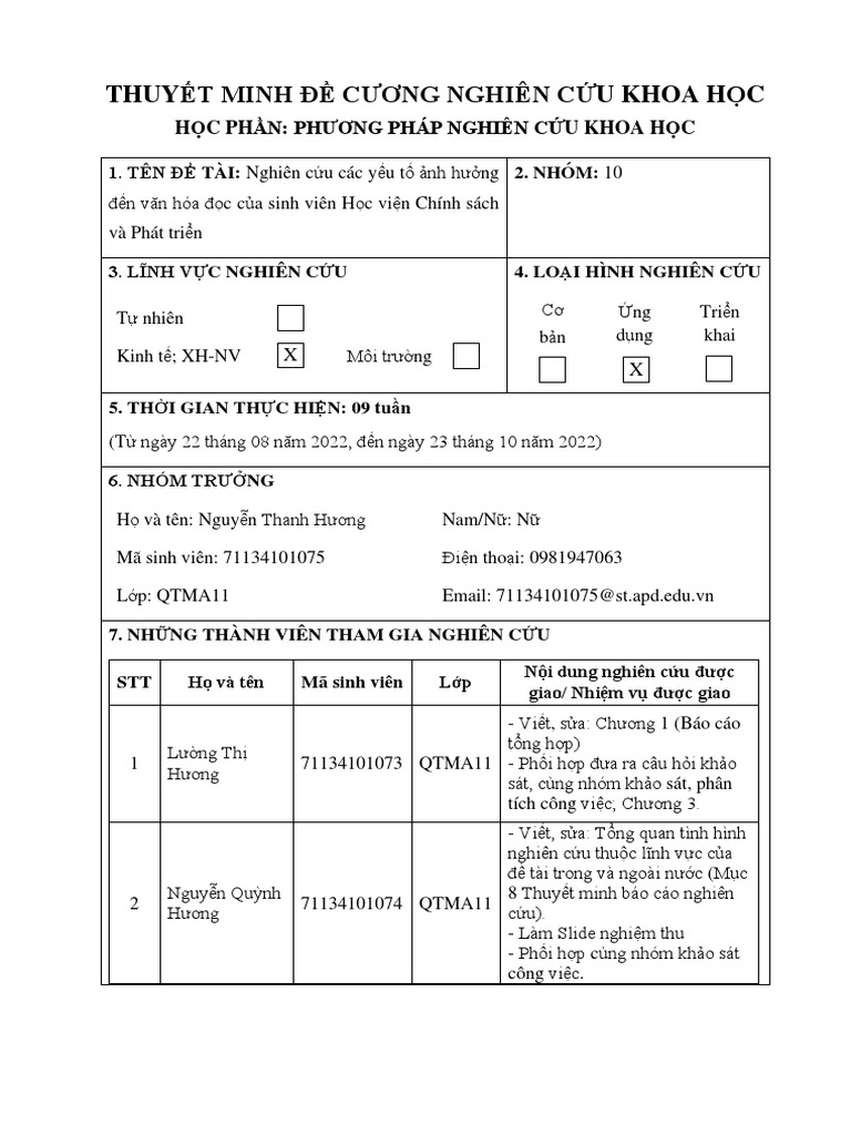 TMĐC - Nhóm 10 - PP NCKH | PDF