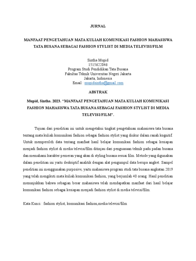 Sintha Mupid (Jurnal Tata Busana) | PDF | Seni | Komputer