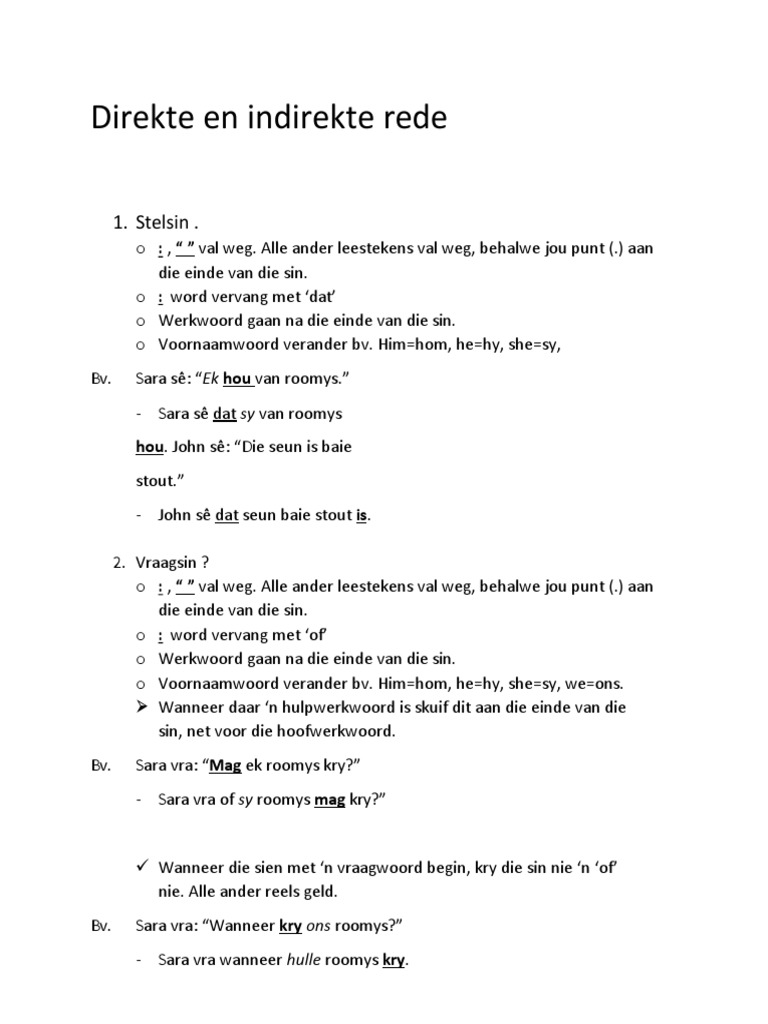 Direkte en Indirekte Rede | PDF
