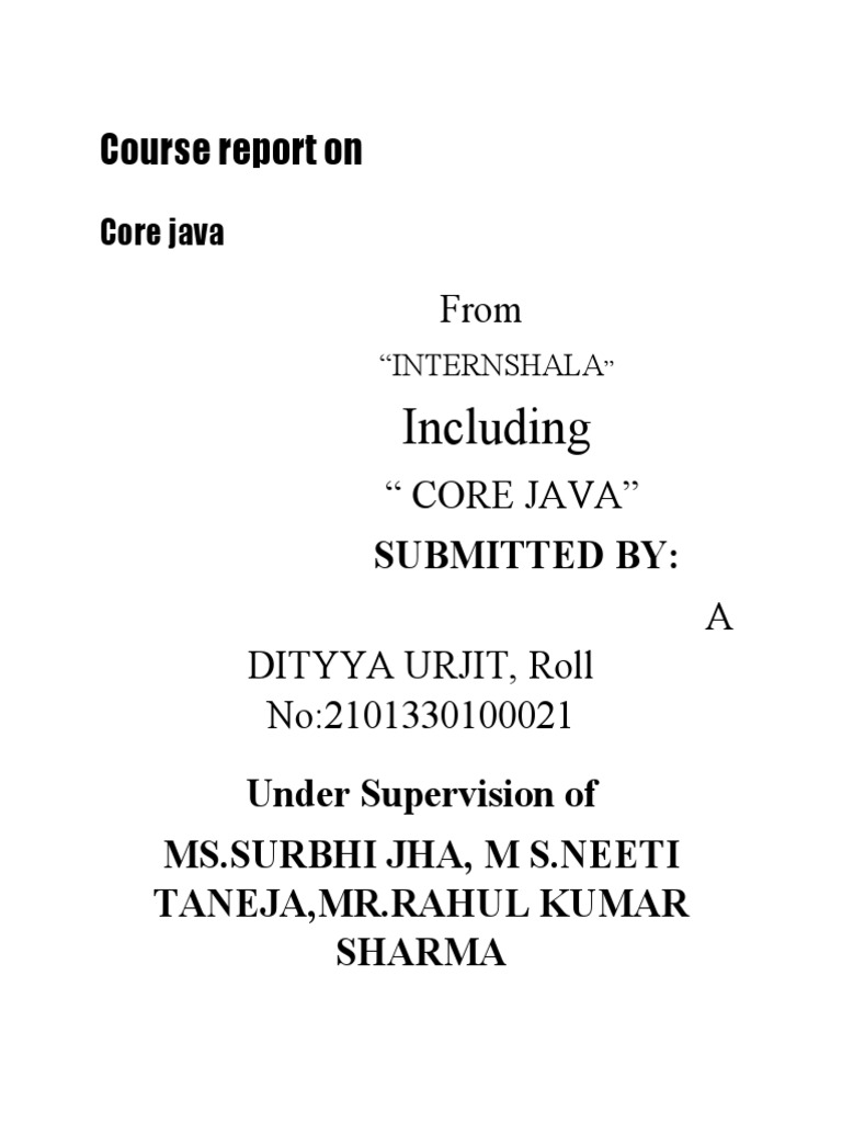 An Internship Report On Core Java Using Applet | PDF | Object Oriented Programming | Software ...