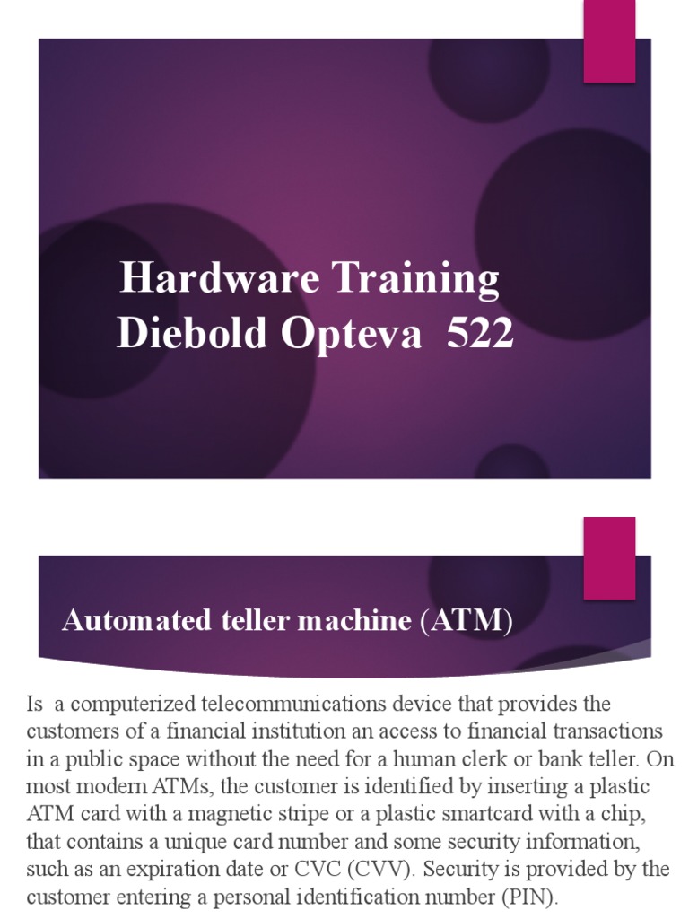 Diebold Training ATM | PDF | Key (Cryptography) | Automated Teller Machine