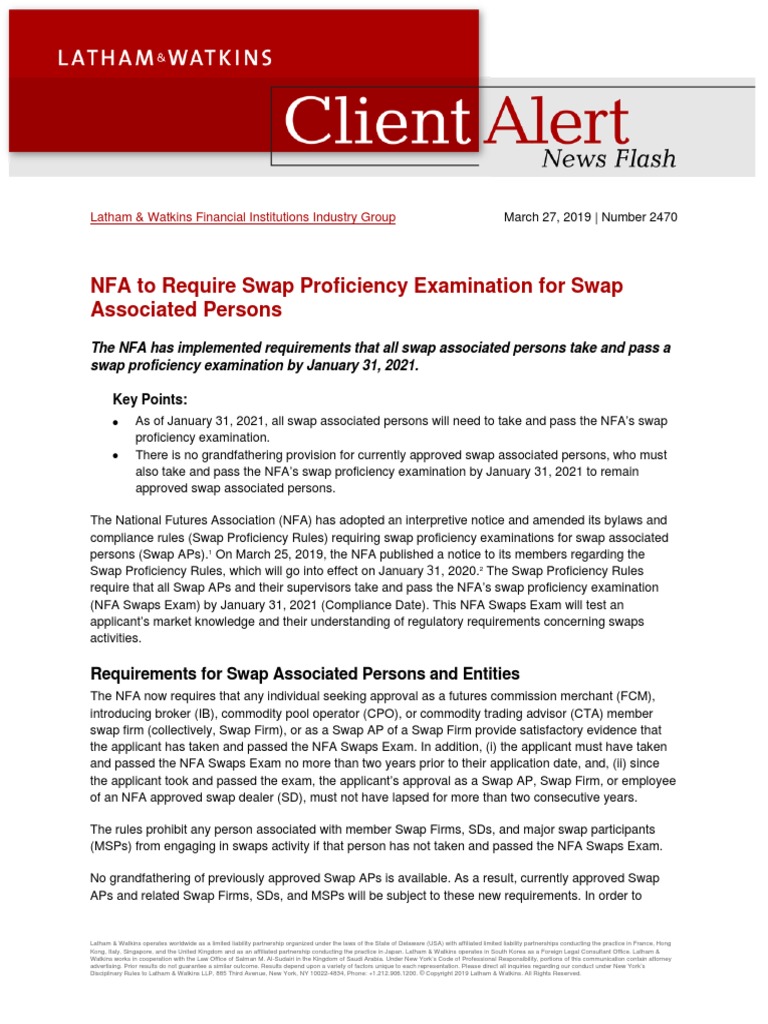 LW Nfa To Require Swap Proficiency Examinations For Swap Associated ...