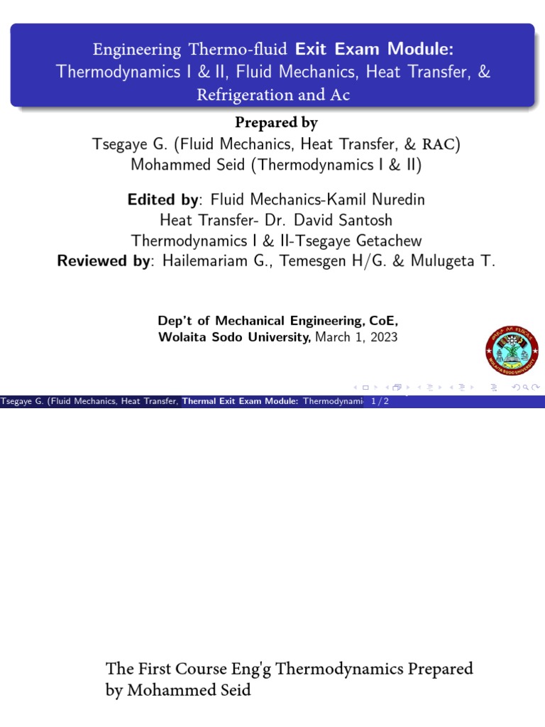 Engineering Thermofluid Module For Exit Exam | PDF | Heat | Phase (Matter)