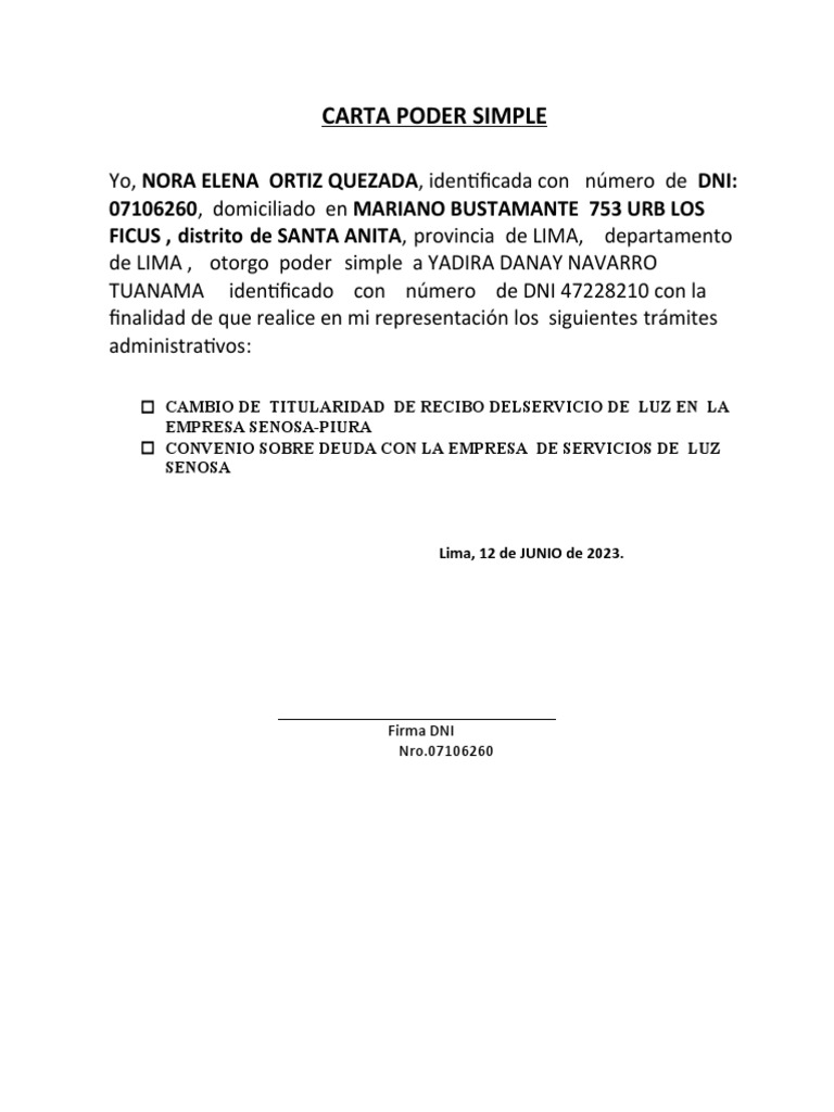 Carta Poder Simple | PDF
