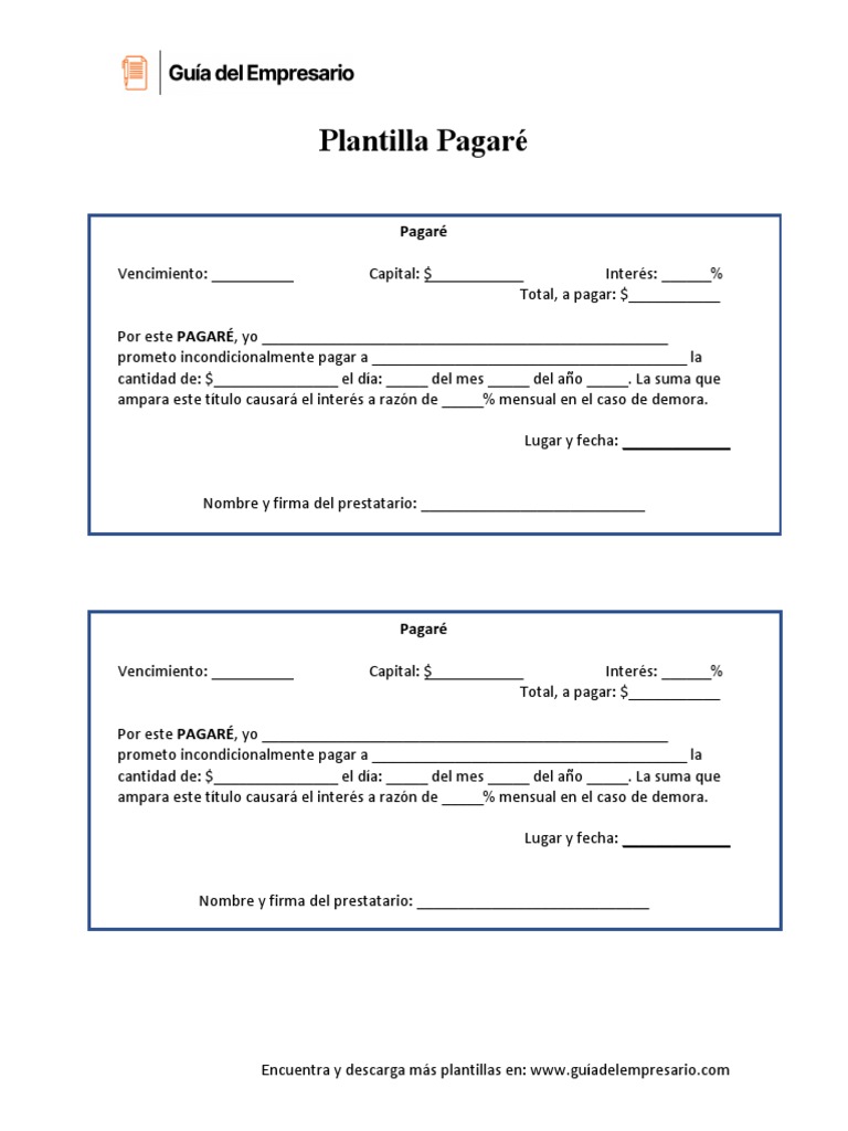 Plantilla Pagare en PDF | PDF