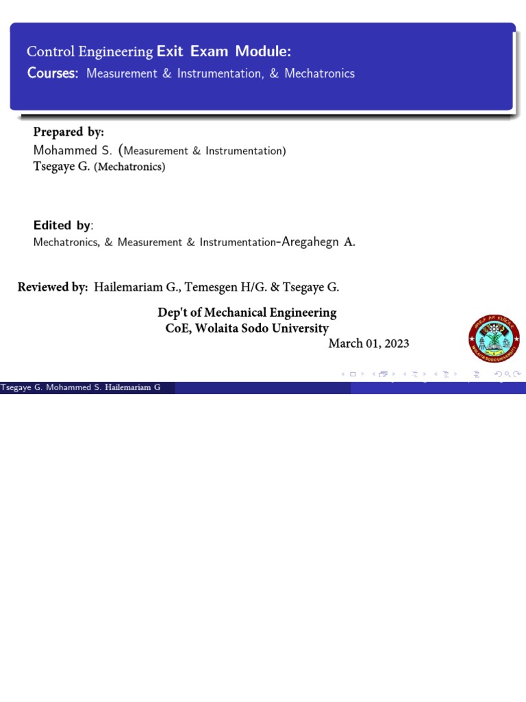 Control Engineering Exit Exam Module | PDF | Electric Motor | Control ...