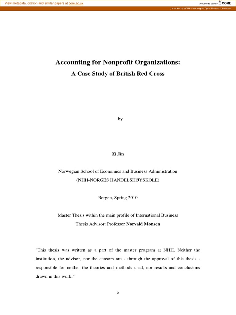 Accounting For Nonprofit Organizations:: A Case Study of British Red Cross | Download Free PDF ...