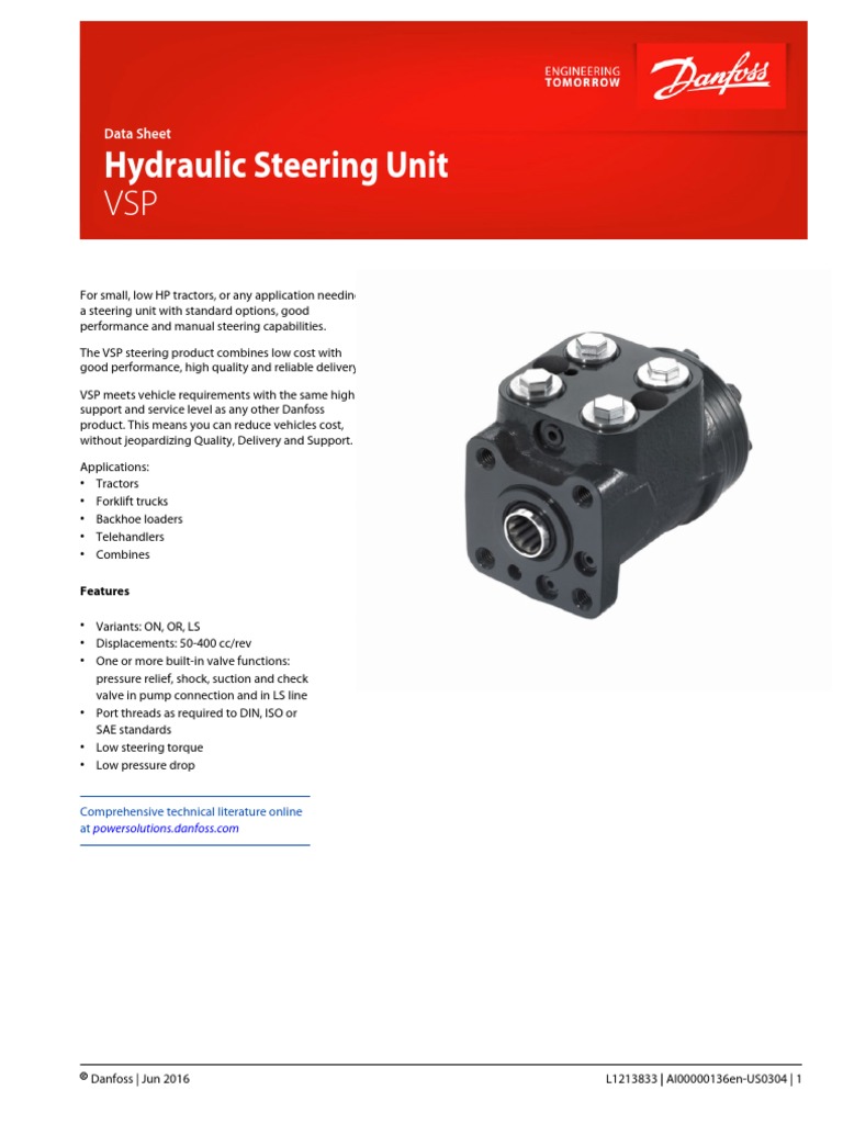 Hydraulic Steering Unit: Data Sheet | PDF