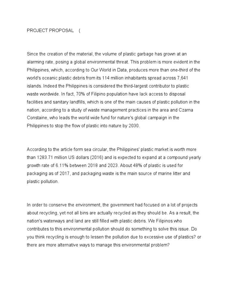 Project Proposal | PDF | Plastic | Recycling