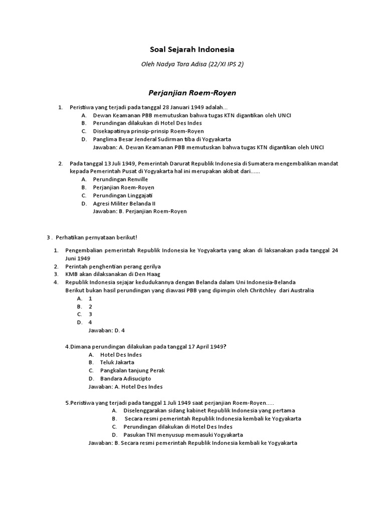 Sejarah Indonesia Roem-Royen | PDF