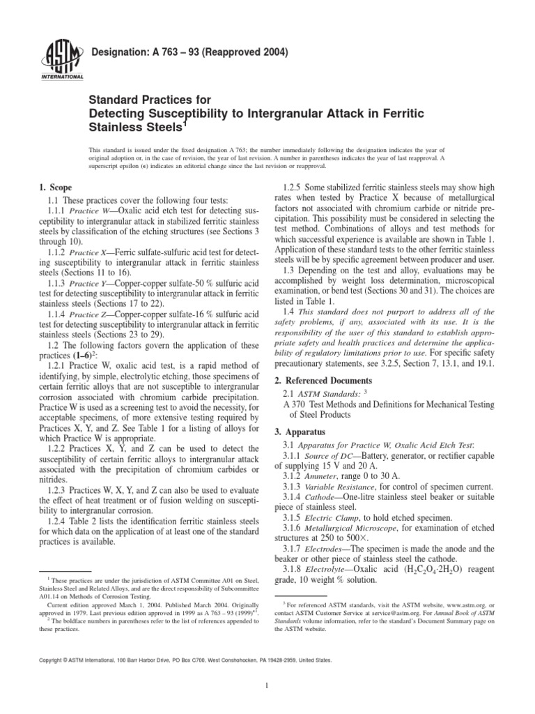 Astm A763 | PDF | Stainless Steel | Corrosion