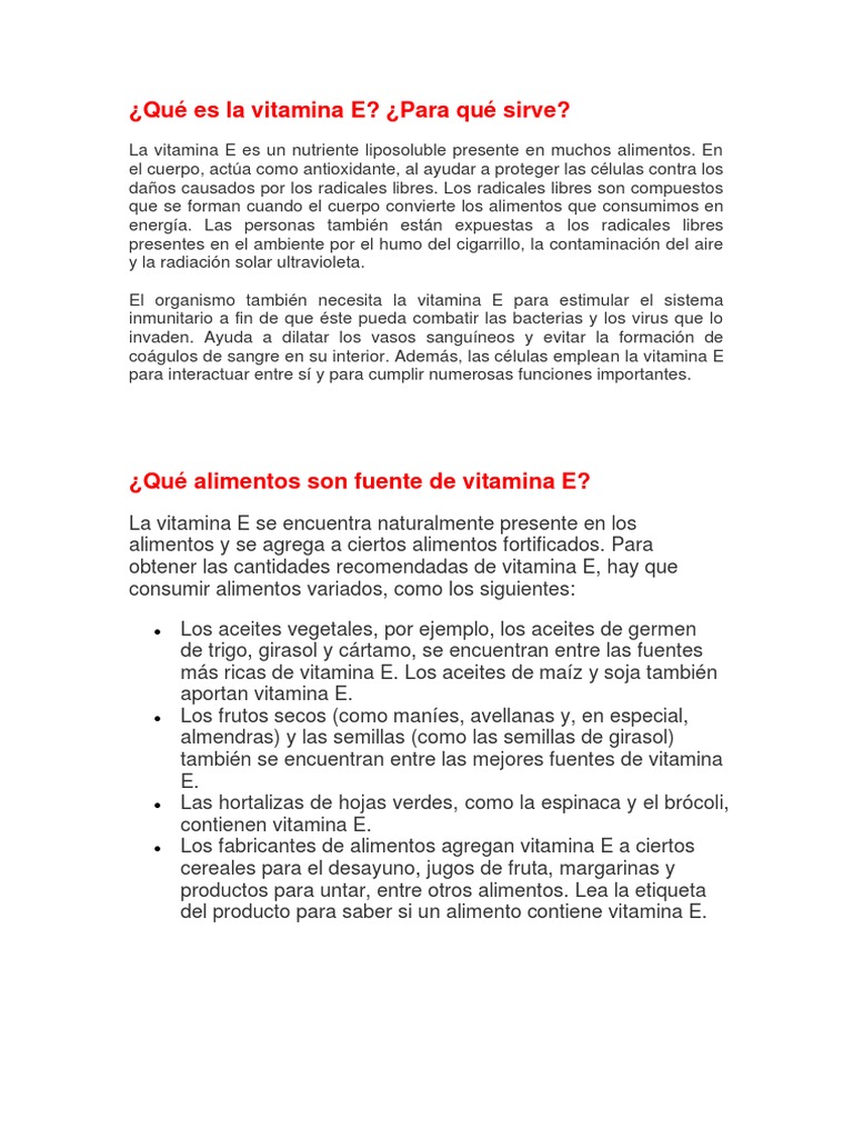 Vitamina e y D | PDF | Alimentos | Vitamina D