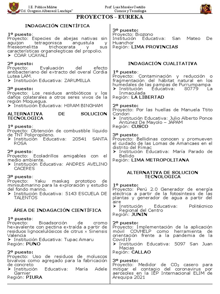 Proyectos Eureka | PDF