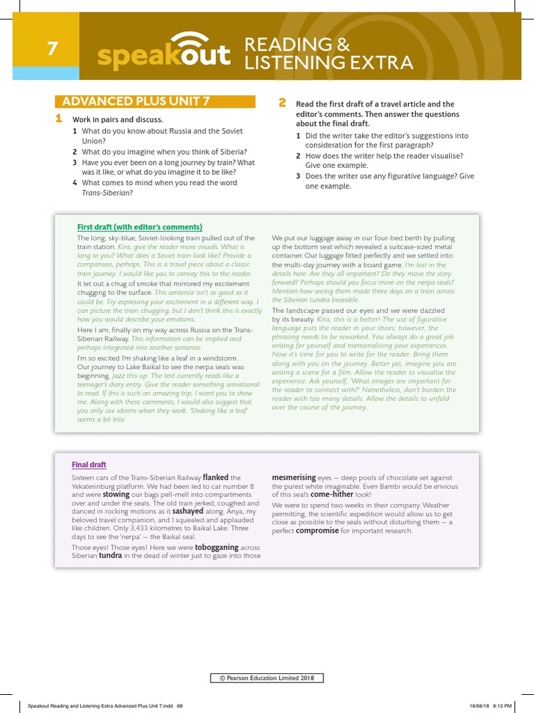 Speakout Reading and Listening Extra Advanced Plus Unit 7 | PDF