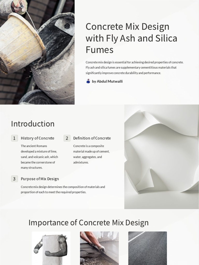 Fly Ash and Silica Fume in Concrete Mix | PDF | Concrete | Cement