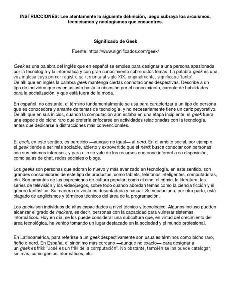 Definición y Cultura Geek | PDF | Juegos y actividades