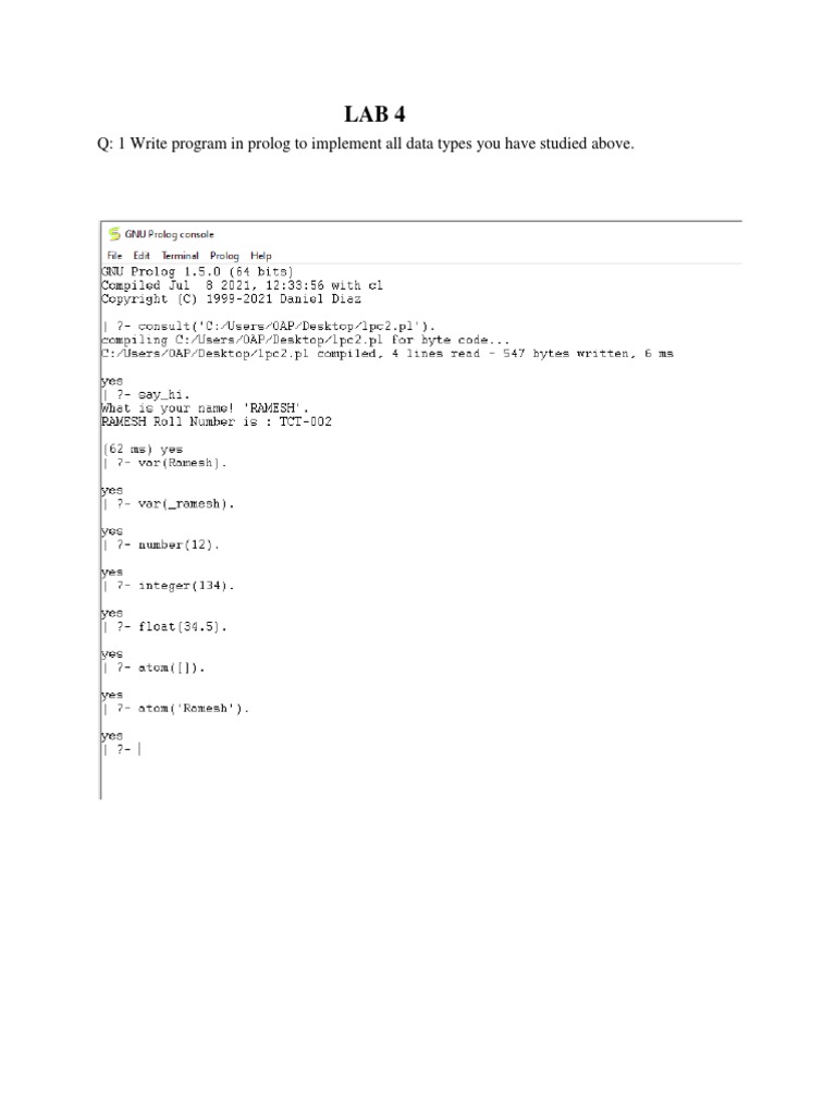 Prolog Programming Exercises and Solutions | PDF