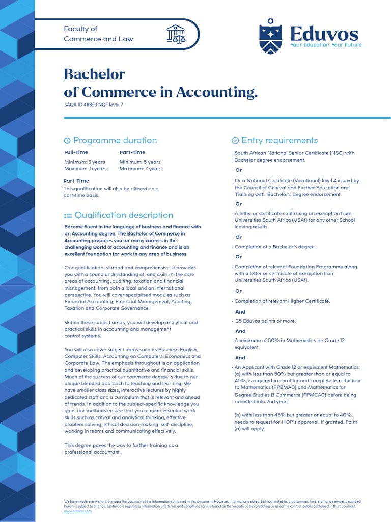 Bachelor of Commerce in Accounting Overview | PDF | Accounting | Accountant