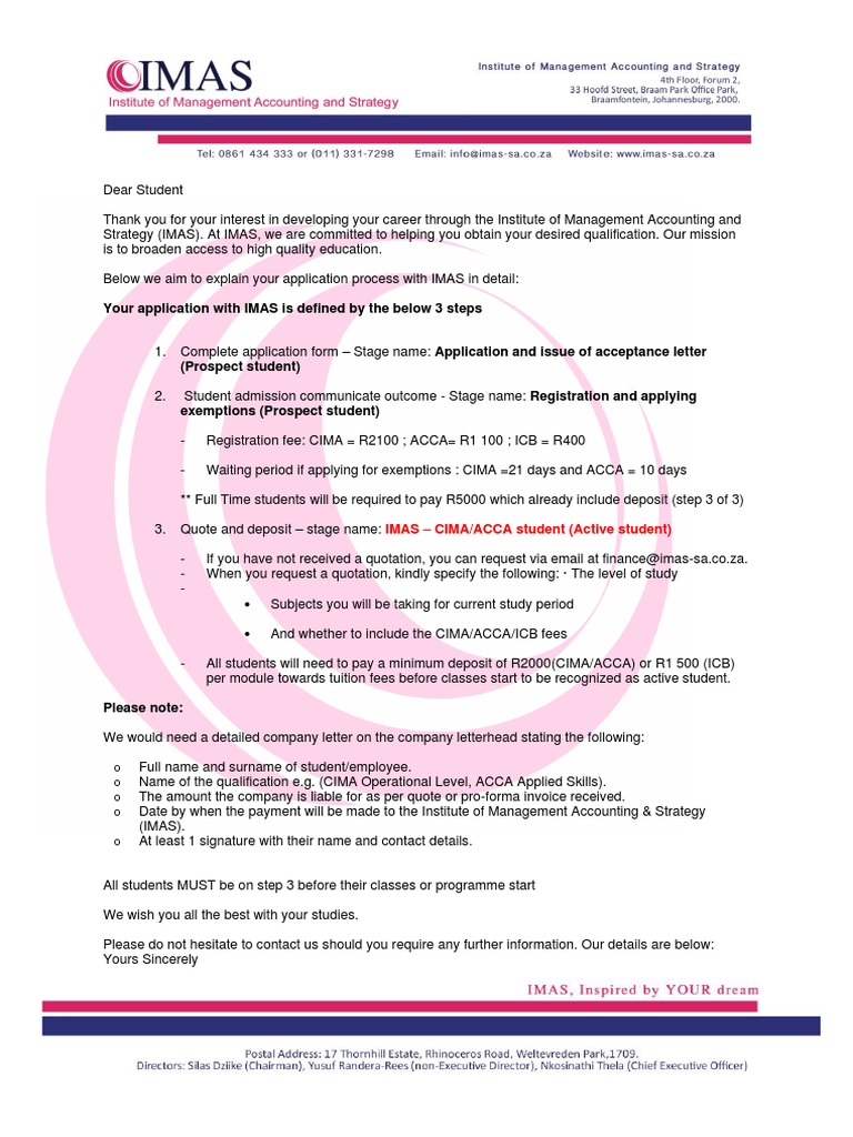 IMAS Application Process for CIMA/ACCA | PDF | Management Accounting ...
