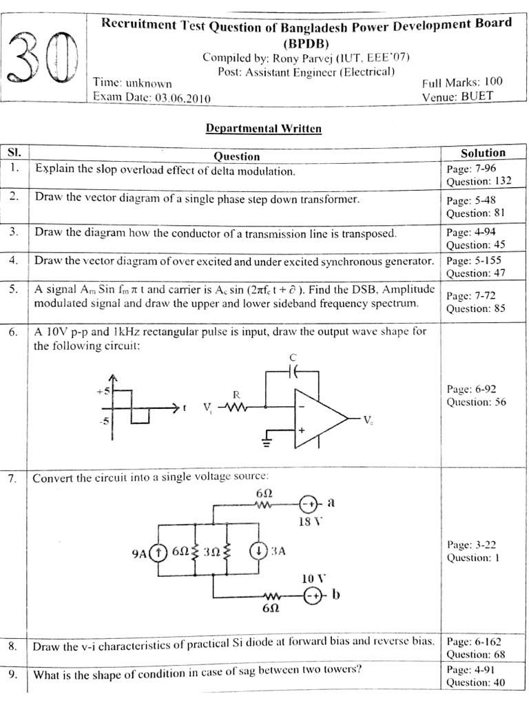 BPDB AE Previous Exam Questions | PDF