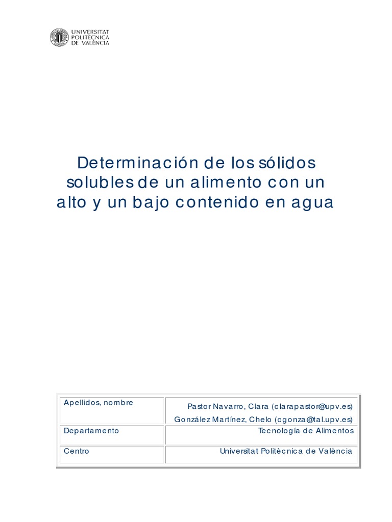 Pastor González - Determinación de Los Sólidos Solubles de Un Alimento ...