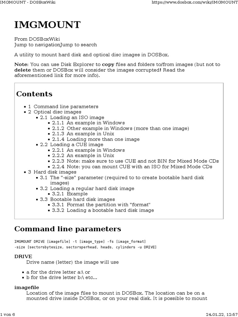 DOSBox Image Mounting Guide | PDF | Floppy Disk | Booting