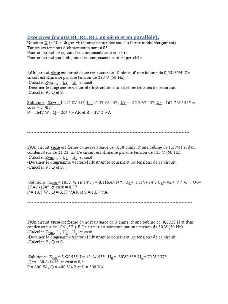 Exercices Circuits RLC | PDF