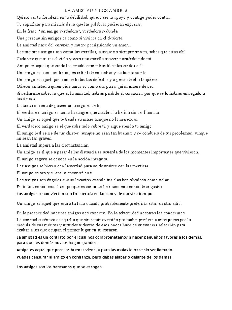 La Amistad y Los Amigos | PDF | Amor