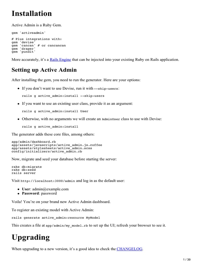 Activeadmin Docs | PDF | Database Index | Menu (Computing)