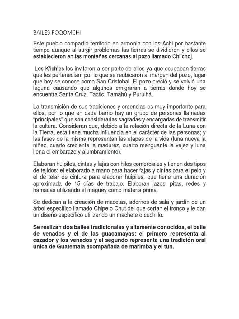 Bailes Tradicionales Poqomchi' | PDF