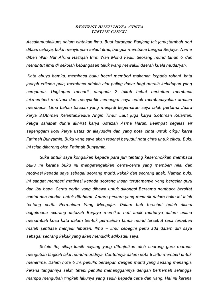RESENSI SURAT CINTA BUAT CIKGU (1)._ | PDF