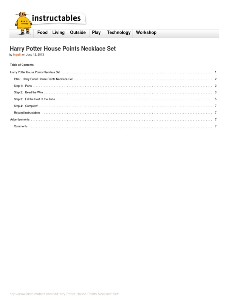 Harry Potter House Points Necklace Guide | PDF | Necklace | Jewellery