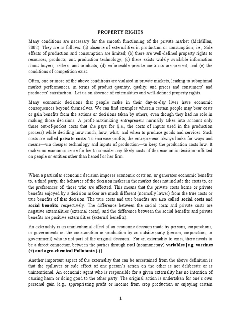 Property Rights - Eco 3206 | PDF | Externality | Economic Equilibrium