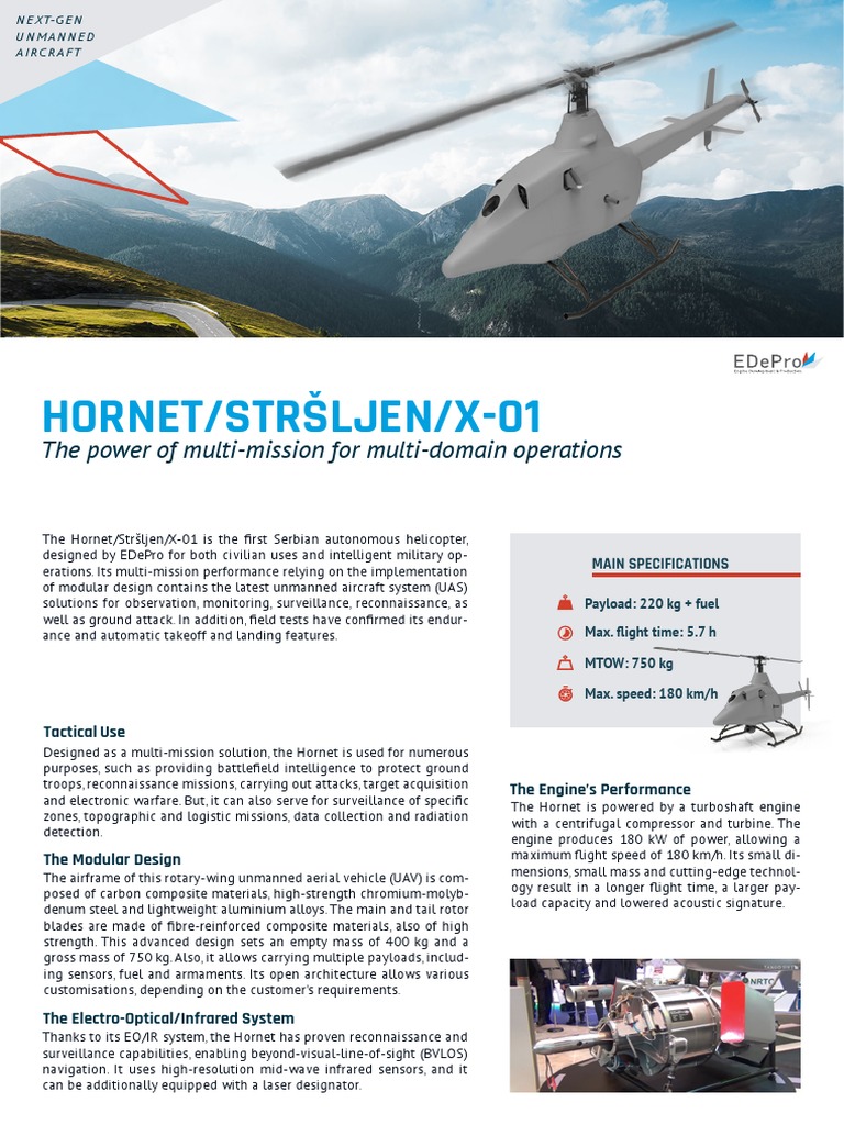 Hornet Datasheet | PDF | Unmanned Aerial Vehicle | Helicopter