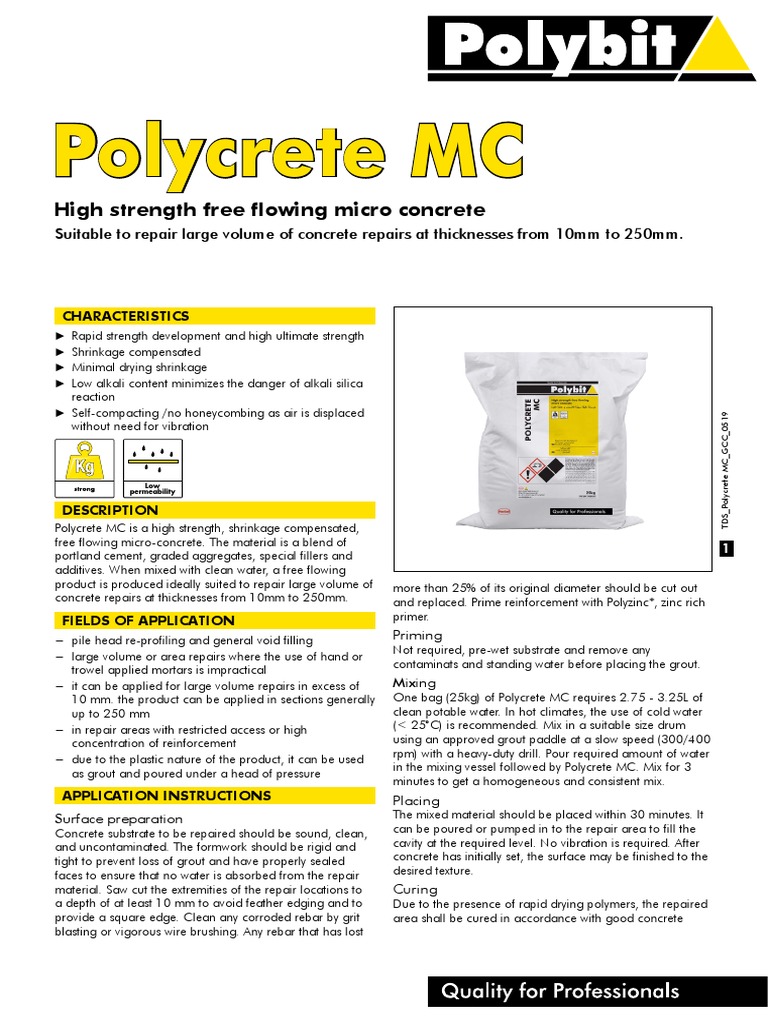 Polycrete MC | PDF | Concrete | Secondary Sector Of The Economy