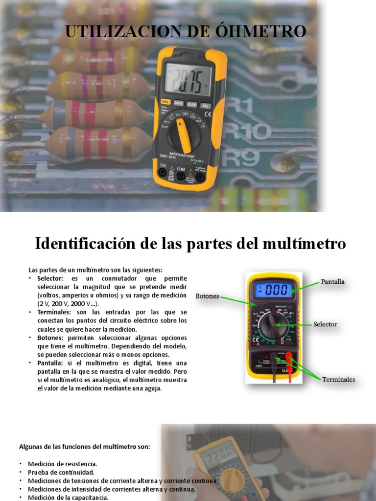 Uso y partes del óhmetro | PDF | Corriente eléctrica | voltaje