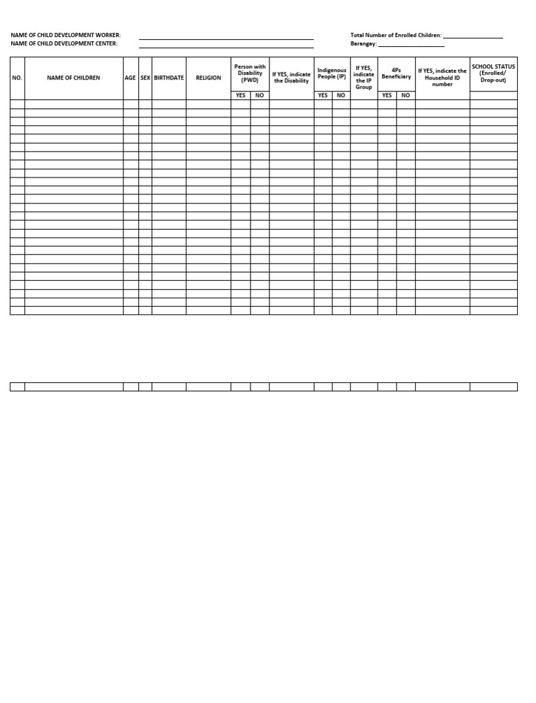 Child Development Worker Enrollment Form | PDF