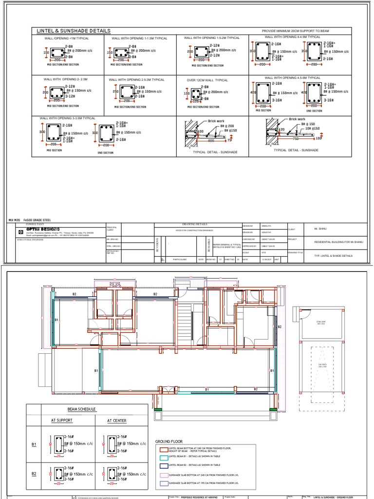 DF - SHINU RESIDENCE - LINTEL & SUNSHADE DETAILS - GROUND FLOOR (1) | PDF | Building Engineering ...